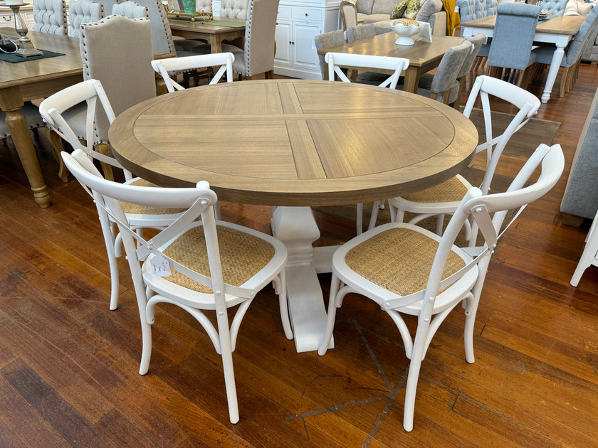 7 Piece Brighton Round Dining Setting 138cm - Floor stock | Buffet and ...