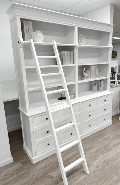 Brighton Library Unit with Ladder White 200cms | Buffet and Hutch