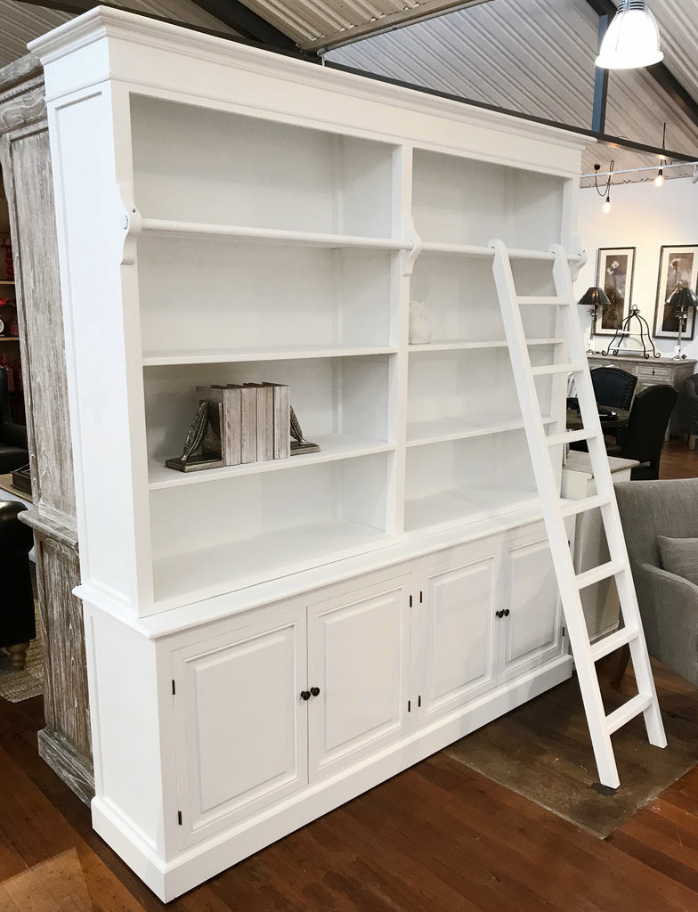 Library Display Unit with Ladder White 200cms | Buffet and Hutch