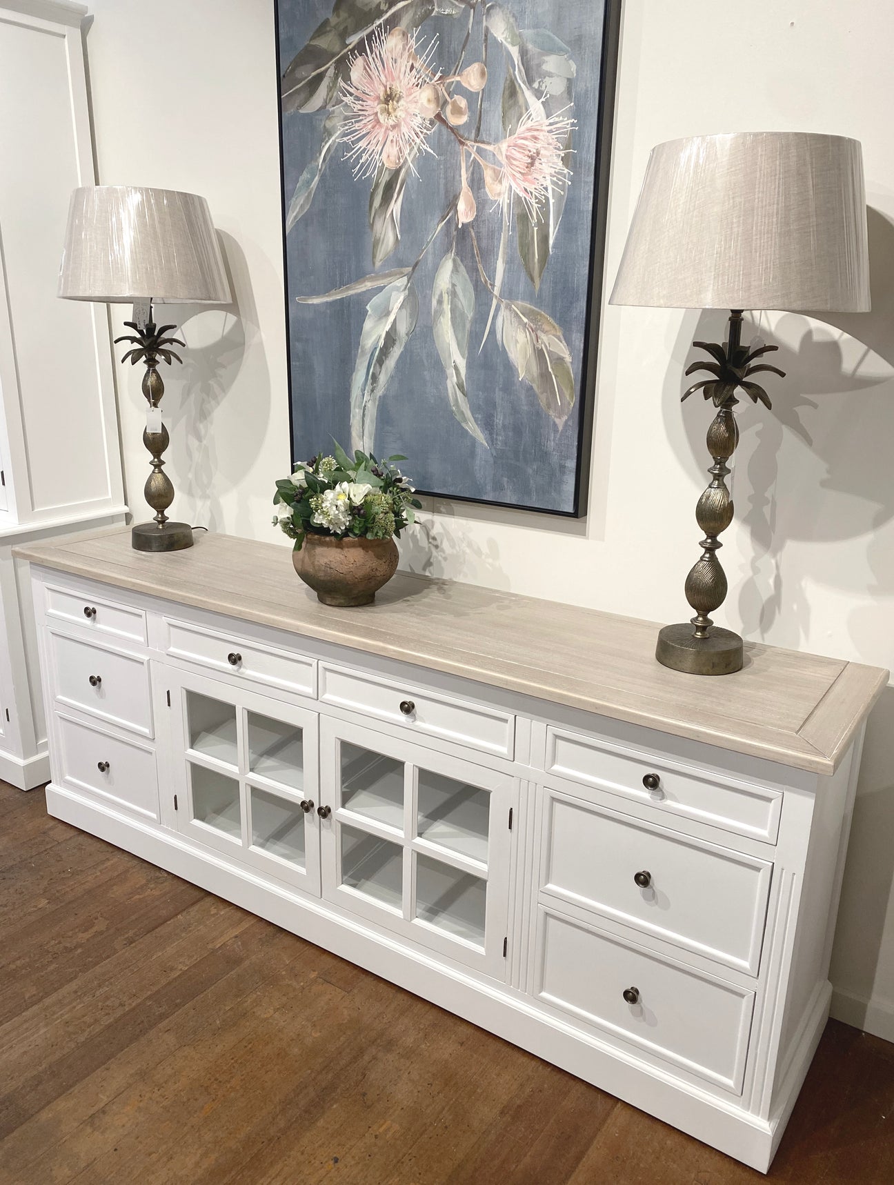 Limoges White Entertainment TV Unit / Buffet 200cms - Floor stock ...