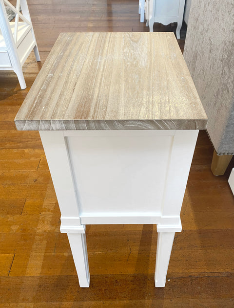 Leroux 2 Drawer Bedside Table White / Grey Wash | Buffet and Hutch