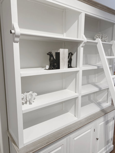 Library Display Unit with Ladder Timber Tops | Buffet and Hutch